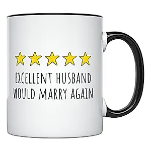 YouNique Designs Wedding Anniversary Mug for Him, 11 Ounces, Husband Mug, I Love You Cup for Him, Just Because Mug for Him, Groom Coffee Mug, Honeymoon Coffee Cup (Black Handle)