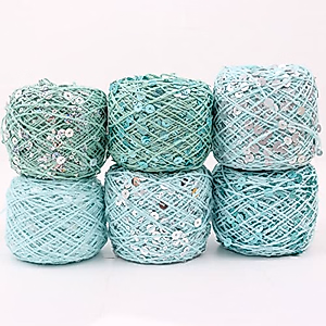 Hoxekle 50g/Ball 140M Cotton Yarn 6mm/3mm Sequin Yarn DIY Garment Accessories Rag Knitting Yarn for DIY Making (Color : 1 - Colorful Sequins)