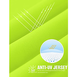 Mens UPF 50 Long Sleeve Shirt(Neon Green,XXL)