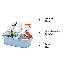 AWEHIRU FVLFIL Large Cleaning Supplies Caddy With Handle, Plastic Cleaning Bucket Organizer for Cleaning Products, Under Sink Tool Storage Caddy(Blue)