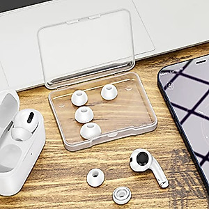 [3 Pairs] Pious AirPods Pro Silicone Replacement Ear Tips for AirPods Pro Accessories with a Portable Storage Box and fit The Charging case (White S/M/L)