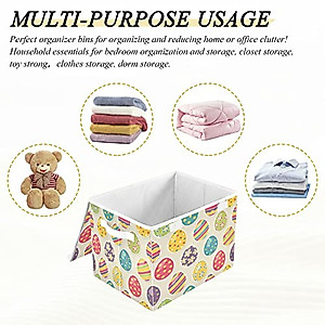 senya Storage Bins with Lids Foldable Storage Baskets Storage Cubes Collapsible Closet Organizer Containers with Cover Easter Egg for Home Office Organizer Closet, Shelves, Toy, Nursery