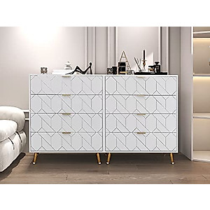 Pvillez 4 Drawer Dresser, Wood Drawer Chest, Tall Storage Dresser Cabinet Organizer Unit with Metal Legs, White Dresser for Bedroom, Living Room, Baby, Kids, Nursery, Closet Dresser, Night Stand