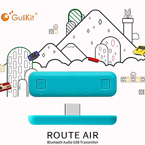 GuliKit Route Air Bluetooth Adapter for Switch & Lite PS5 PC, Dual Stream Bluetooth Wireless Audio Transmitter with aptX Low Latency Connect Your Bluetooth Speakers Headphones - Blue