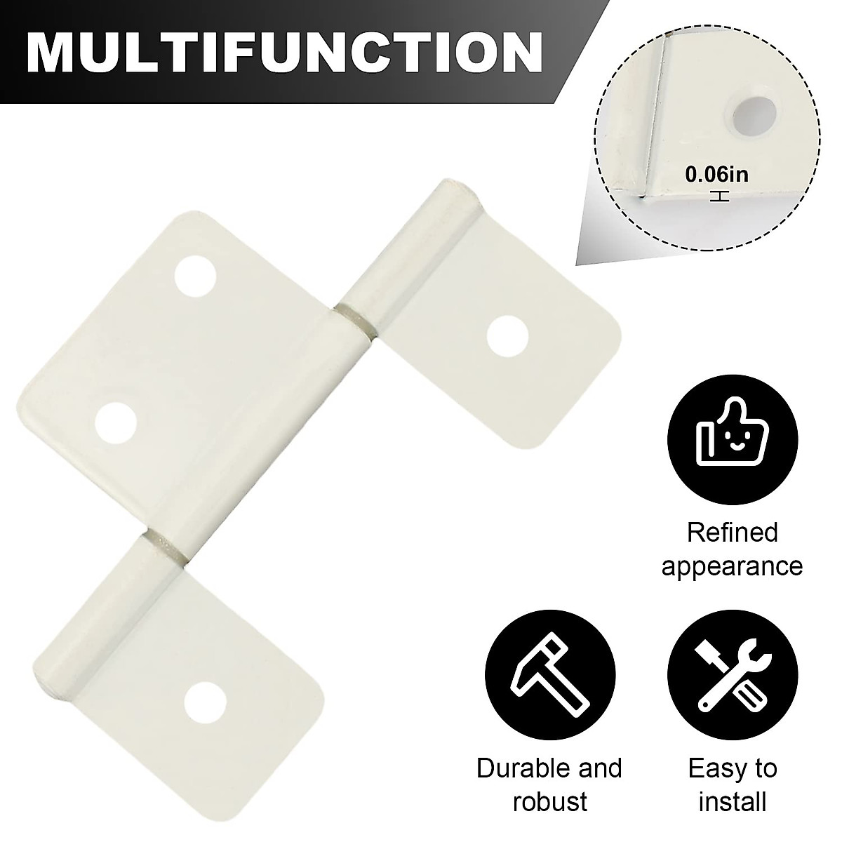 Three Leaf Non-Mortised Hinge for Mobile Home & RV Interior 6 Packa White Door Hinges with Screws