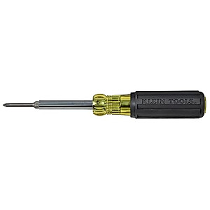 Klein Tools 32559 Multi-bit Screwdriver / Nut Driver, Extended Reach 6-in-1 Tool with Nut Driver, Phillips and Slotted Bits