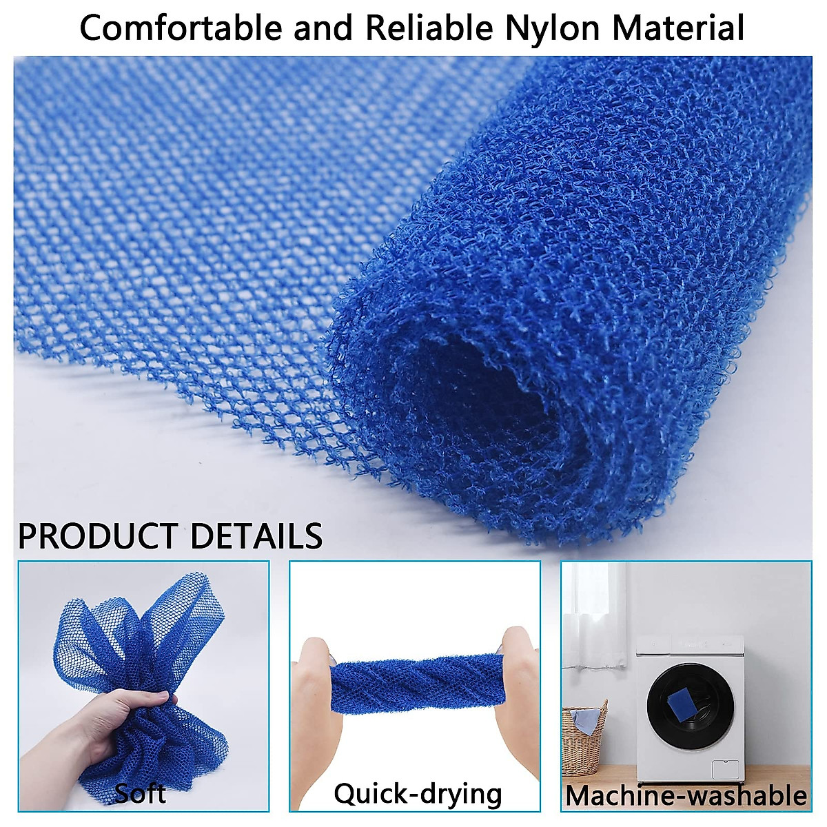 2 Piece African Exfoliating Net for Body, African Net Sponge, African Wash Net, African Shower Net, African Bath Sponge Scrubbing Rag Net Exfoliation, African Body Scrubber (Blue)