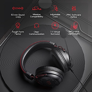 Redragon H386 Diomedes Wired Gaming Headset - 7.1 Surround Sound - 53MM Drivers - Detachable Microphone - USB/AUX 3.5mm Works for Multi Platforms PC, PS4/3 & Xbox One/Series X, NS