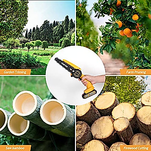 Mini Chainsaw 6 Inch Cordless, TOBTOS 24V Battery Powered Chain Saw with 2x 2.0Ah Battery, Portable Electric Chinsaw with Security Lock, Handheld Chainsaw for Tree Trimming Wood Cutting