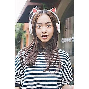 Censi Music Headset Headphone Creative Cat Ear Stereo Over-Ear Game Gaming Bass Headset Noise Canceling Headband Earphone for ipad, PC, iPhone and Android Smartphones (White, Wired)