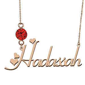HUAN XUN Custom Any Name Hadassah Necklaces Birthstone Pendant