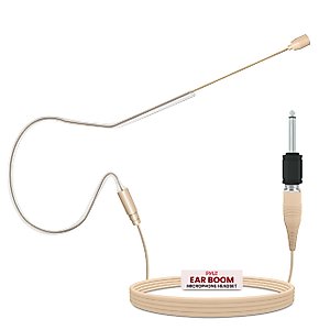 PYLE-PRO Over Ear Boom Microphone Headset - Professional Hands Free Omnidirectional Wired Audio Condenser Microphone Headset w/ 3.5mm / 1/4" Adapter, 1.2m Cable, and Windscreen - PMEM1 (Beige)