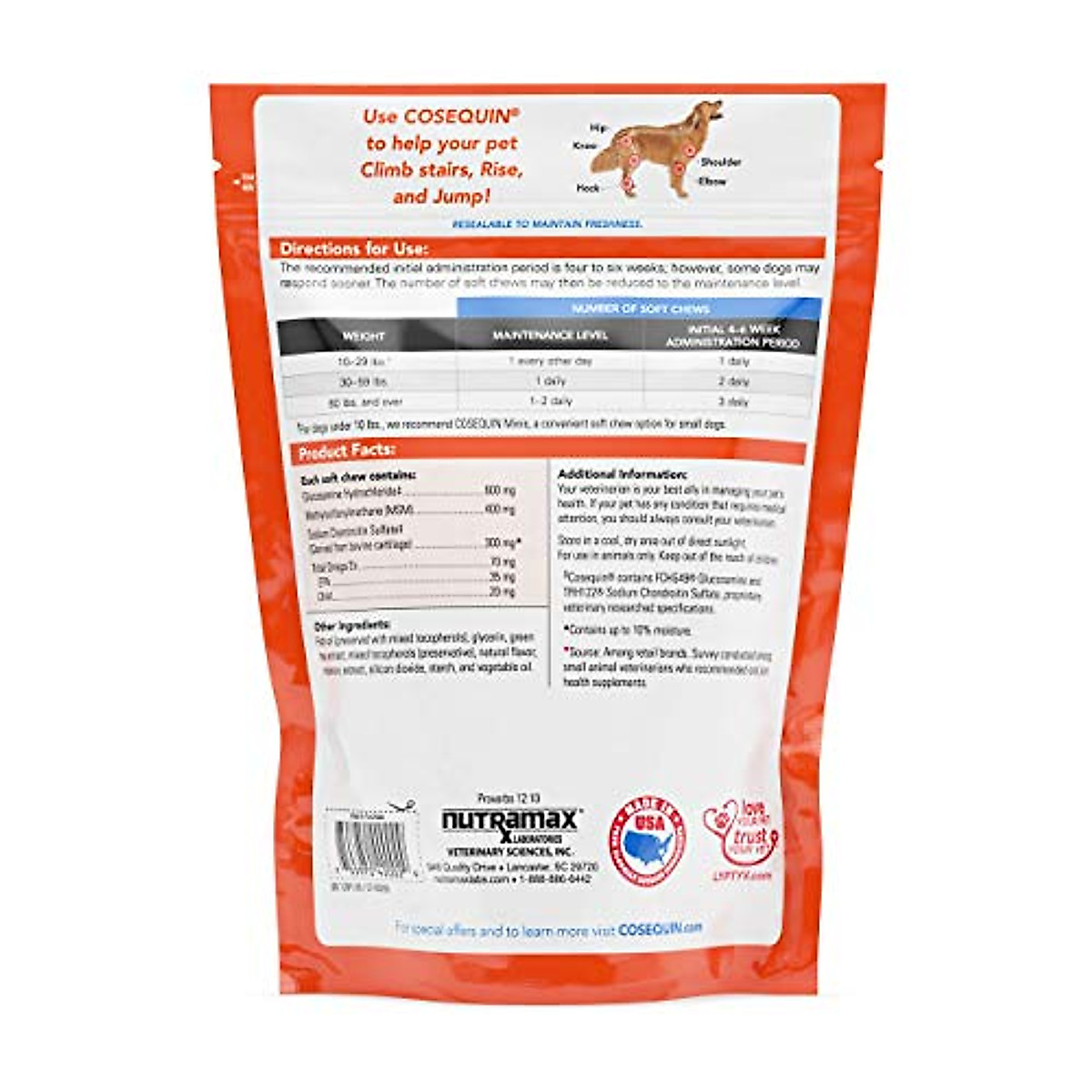 Nutramax Cosequin Joint Health Supplement for Dogs - With Glucosamine, Chondroitin, MSM, and Omega-3's, 120 Soft Chews