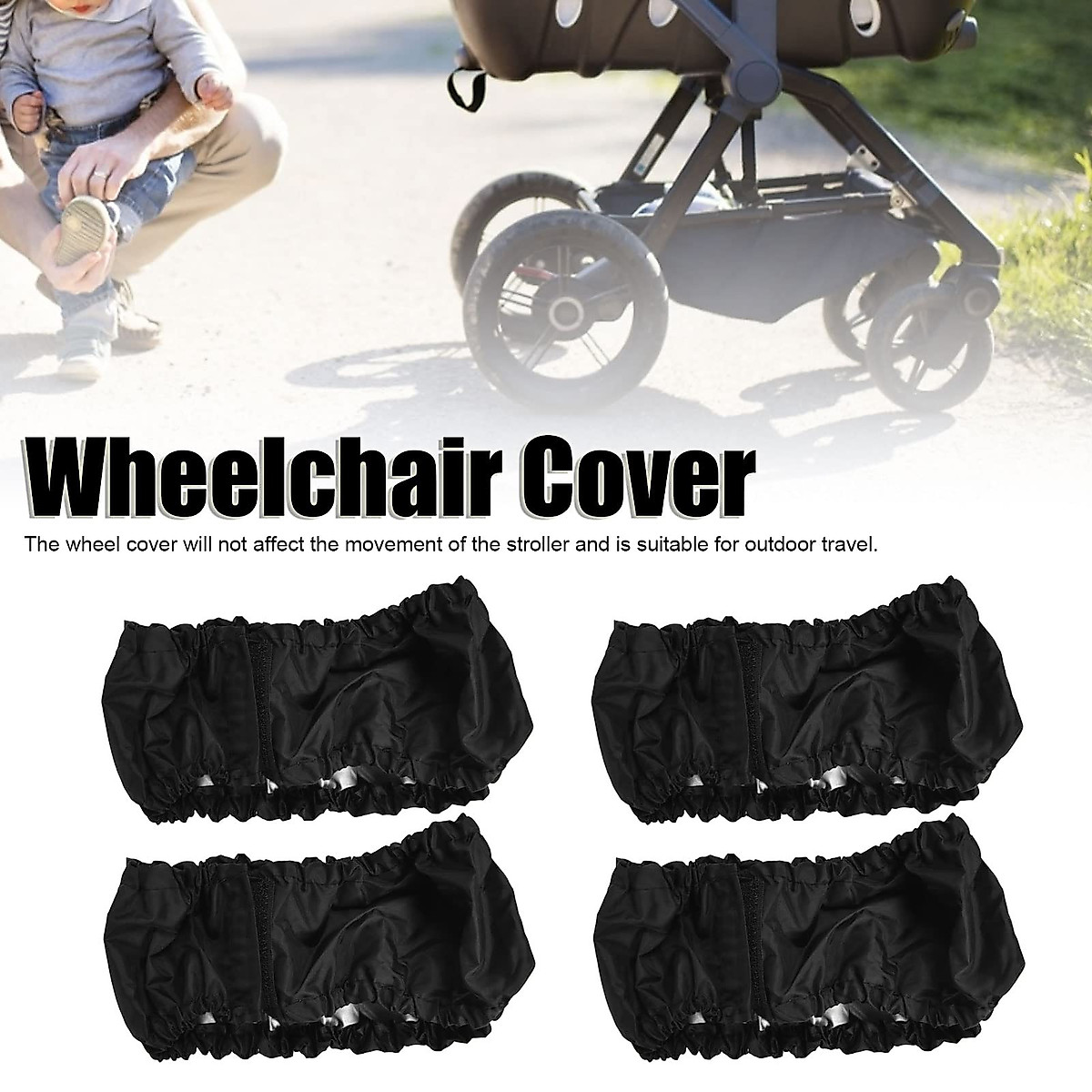4Pcs Baby Stroller Wheel Cover, Kid Baby Wheelchair Protector Pushchair Wheel Cover Stroller Accessory for Dia 4.7-6.3 Inches(Small (4pcs))