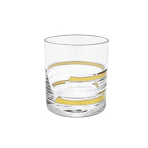 Glazze Crystal Set of 6 Handcrafted Old-Fashioned Whiskey Glasses with Real Gold Wide-Rimmed Detailing, Unique Luxurious Gift for Men and Women - For Whisky & More