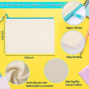 Alliteqwe 40 Pcs Canvas Zipper Bags Pencil Pouch Makeup Bags Blank Canvas Pencil Case Cosmetic Bag for Travel DIY Craft School (S)