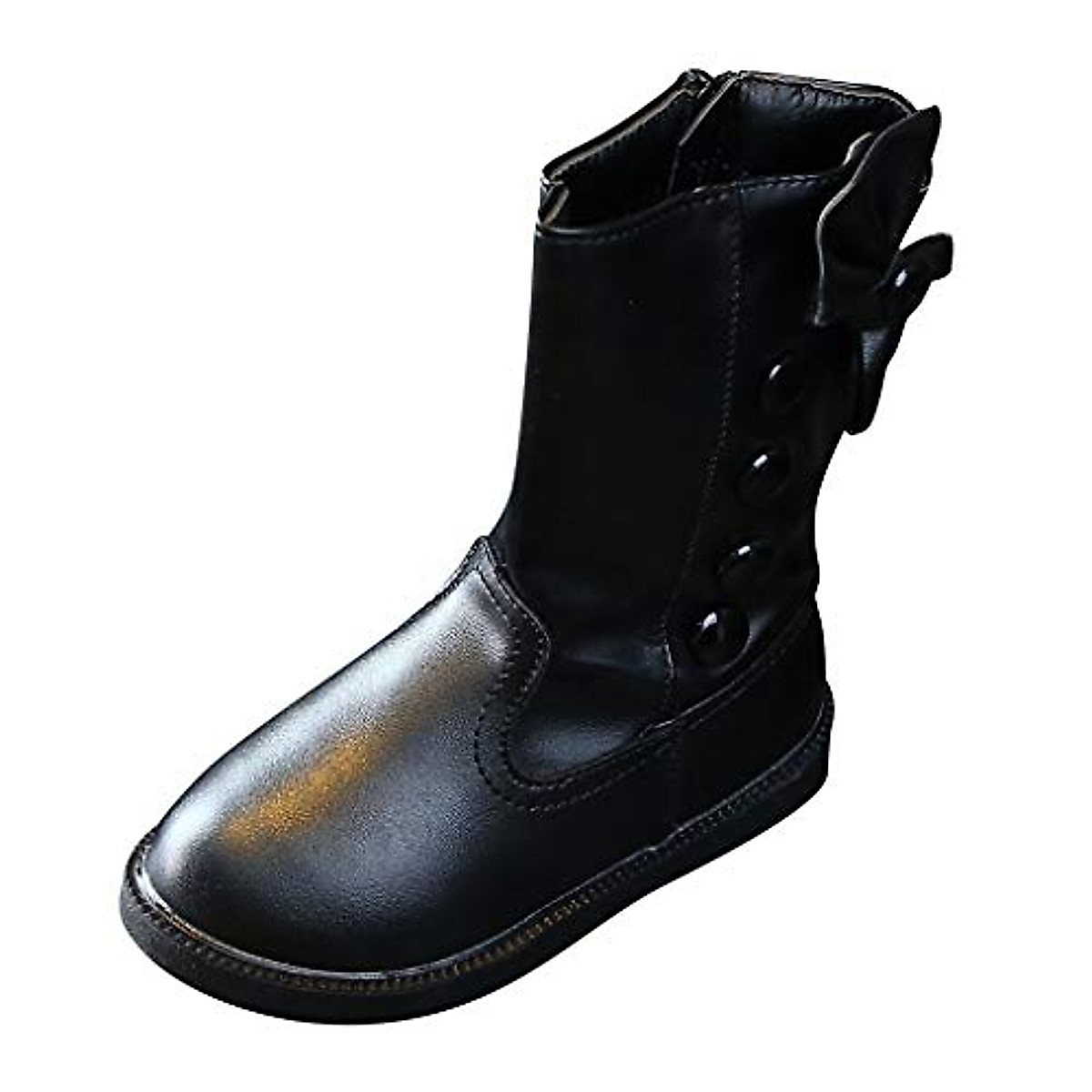 Jchen Kids Girls Winter Boots Waterproof Bowknot Side Zipper Tall Winter Boots for 1-11 Yrs (Toddler/Little Kid/Big Kid) (Age:3-3.5 Years, Black)
