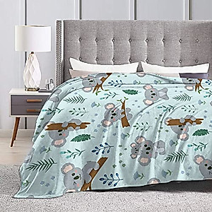 Hmklpi Koala Blanket Ultra Plush All Season Lightweight Cozy Flannel Throw Blanket for Bed Chair Car Sofa Couch Bedroom 50"x40"