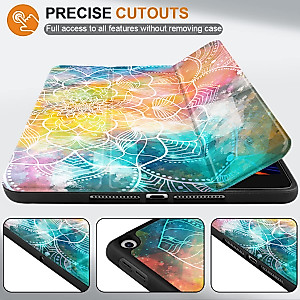 DONGKE Case Compatible with iPad 10.2 Inch 2021 2020 2019 iPad 9th/8th/7th Generation with Pencil Holder, Slim Stand Protective Case with Soft TPU Back, Auto Sleep/Wake Cover, Galaxy Manada