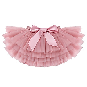 Boho Rainbow 1st Birthday Outfit for Baby Girl One Year Old Party Cake Smash Photo Shooting Props Cotton Short Sleeve Romper Princess Tutu Tulle Skirt Diaper Cover Flower Headband 3pcs Set Dusty Pink