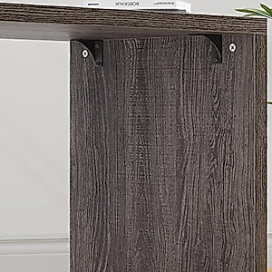 HSH L Shaped Desk with Drawers, L Shape Computer Desk with Storage Cabinet Shelves, Reversible Modern Industrial Home Office Corner Desk, Rustic Wood Executive Writing Gaming Study Table, Gray 55 Inch