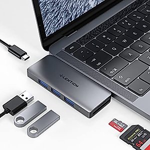 LENTION 6 in 1 USB C Hub with 1 USB C (100W PD/40Gbps Data/5k Video Output), 3 USB 3.0 & SD/Micro SD Card Reader Compatible 2016-2023 MacBook Pro 13/15/16, Mac Air(CB-CS62, Space Gray)
