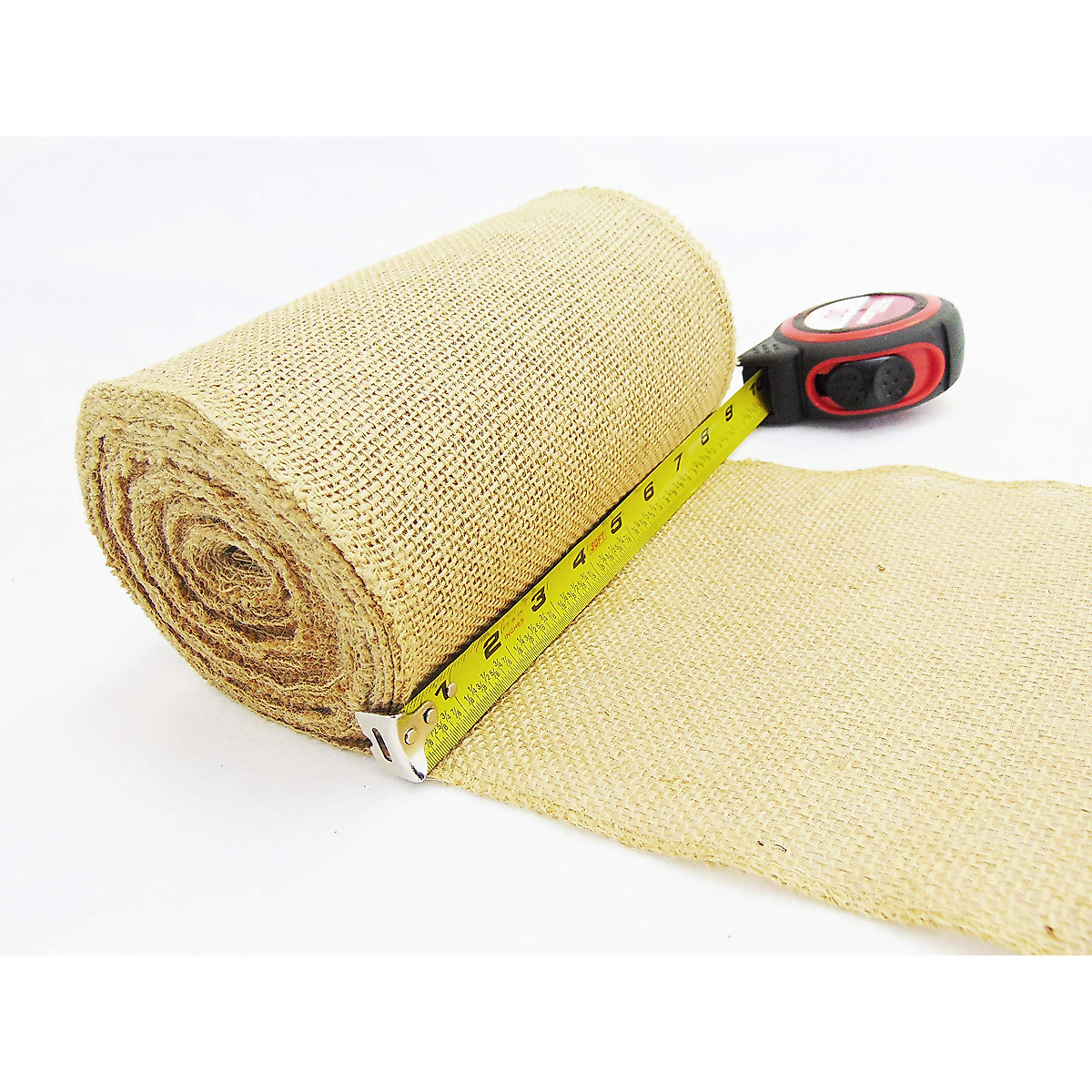 8 inch wide by 60 feet long tight weaved burlap tree plants wrap for protection ribbon | high density finished edges country style indoor outdoor table runner