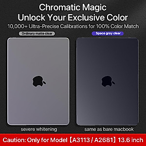 Soonjet Compatible for MacBook Air 13.6 inch Case M3 M2 2024-2022, Model A3113 A2681, Durable Protective Plastic Hard Shell Case Cover for MacBook Air M2 13 inch Case - Space Gray Clear