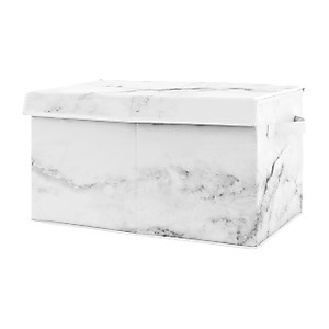 Sweet Jojo Designs Marble Boy or Girl Small Fabric Toy Bin Storage Box Chest For Baby Nursery or Kids Room - Grey, Black and White Gender Neutral Abstract Chic