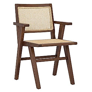 SAFAVIEH Couture Home Collection Hattie Walnut/Natural French Cane Living Room Dining Arm Chair (Set of 2) SFV4115D-SET2