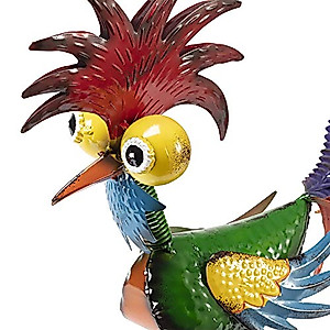 Alpine Corporation 18" Tall Indoor/Outdoor Wacky Metal Rooster Yard Statue Decoration