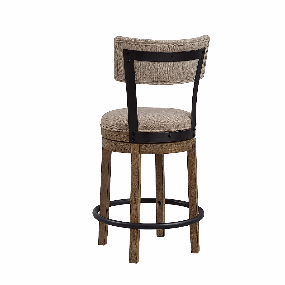 Ball & Cast Rustic Swivel Counter Stools Kitchen Barstool 24" Seat Height Wooden Frame Stool Chair, Taupe