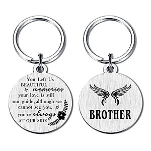 Resdink Brother Memorial Gifts, Memory Gift for Loss of Brother, Sympathy Gifts for Loss of Brother Bereavement Grief Keychain, in Remembrance of Brother Died Gift, Grave Decoration Memorial Brother