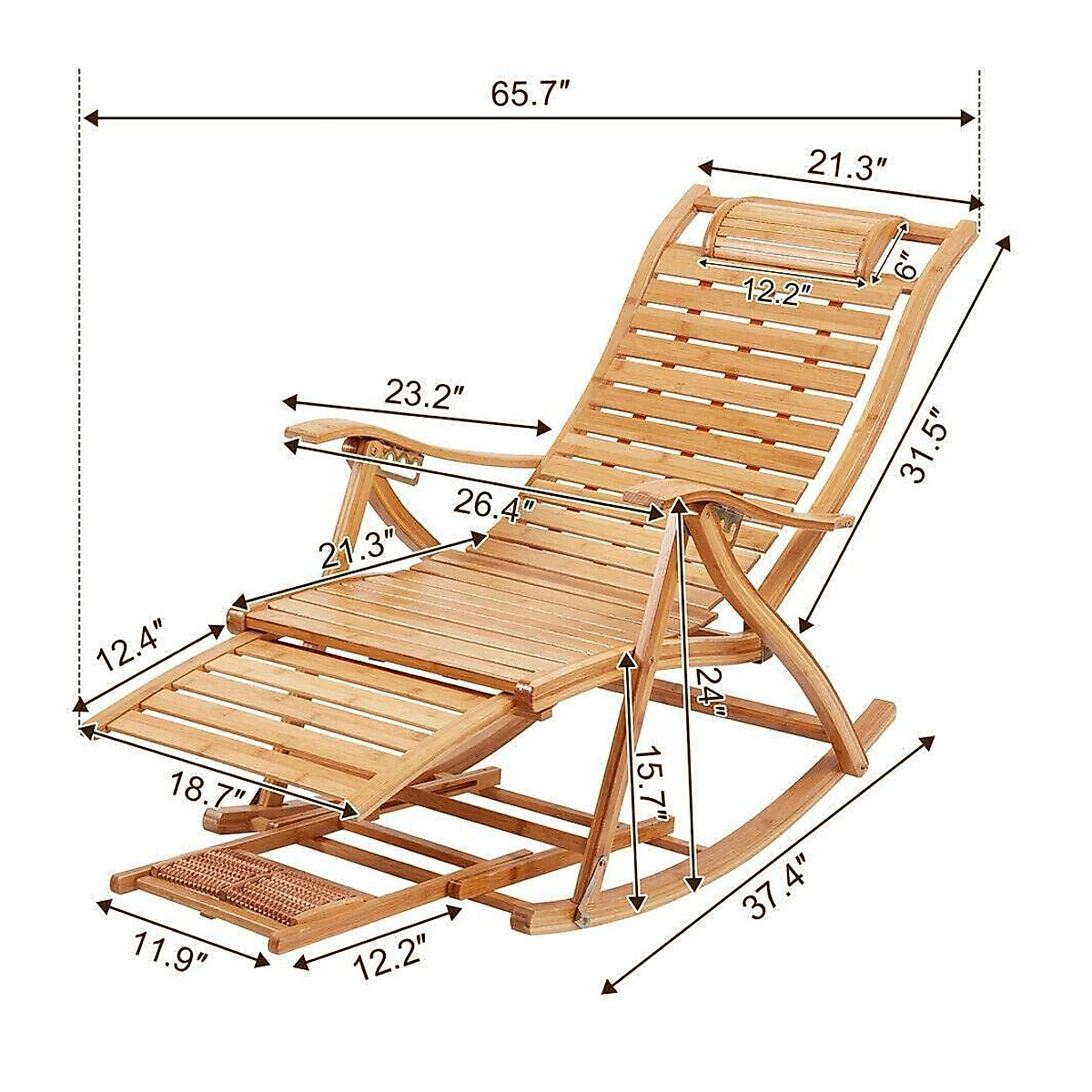VBSQ Rocking Chair Sun Lounger Portable Garden Yard Balcony Deck Recliner W/Footrest Slirr Chair Rocking Chair Rocker Chair Rocker Camp Chair Rocker Recliner Rocking Camp Chair Rocking Chairs