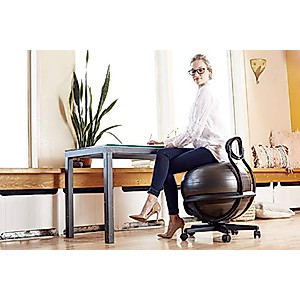 Gaiam Ultimate Balance Ball Chair - Premium Exercise Stability Yoga Ball Ergonomic Chair for Home and Office Desk with Reinforced Base, Air Pump, Exercise Guide, Black