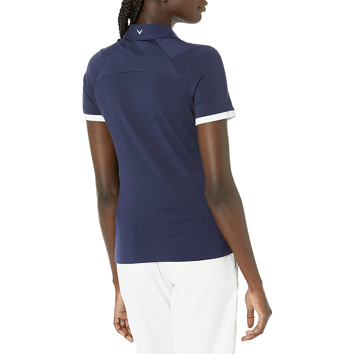 Callaway Women's Swingtech Asymmetrical Color Block Short Sleeve Golf Polo Shirt, Peacoat, Medium