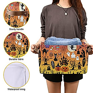 xigua Halloween Woods Spooky Tree Pumpkins Storage Bin for Toy Storage Basket Dirty Clothes Sundries Office Home Closet Organizer Shelf Cube Box Waterproof Laundry Basket