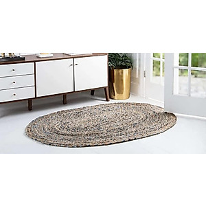 PATEL EXPORTS 2x3, 3x5, 4x6 Oval Jute Rug, Custom Size Oval Chindi Cotton Rugs, Rustic Decor,Home Decor, Rag Rug, Yoga Mat,Cotton Doormat,Area Rug,Oval Braided Rug (5x8 Oval Rug)