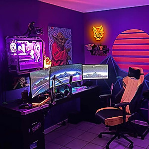 GGK Hannya Mask Neon Sign for Game Room, Tattoo Shop, Tattoo Studio Decor LED Anime Neon Light Wall Sign Cool Room Accessory for Teen, Live Streamer, Influencer, Japanese Demon Evil Spirit Hannya Sign Anime Neon Artwork (Hannya Mask)