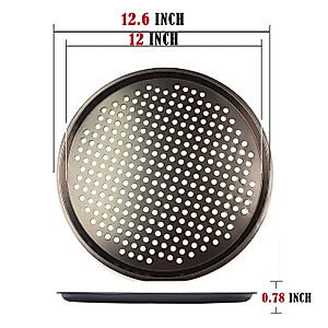 FVLFIL enenfeifei Pizza Pans With Holes 12 Inch Bottom in Diameter Pizza Pan Dishwasher Safe Perfect Results Premium Non-Stick Bakeware Pizza Crisper Pans (1 Pack)