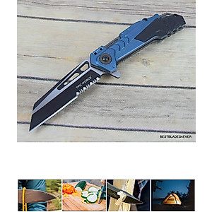 Tactical Open Folding Pocket Knife With Clip Outdoor Survival Hunting Knife for Camping by Survival Steel