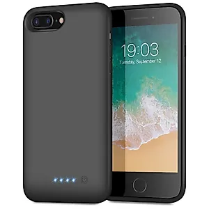 Battery Case for iPhone 8plus/7plus/6 Plus/6s Plus, Upgraded [8500mAh] Protective Portable Charging Case Rechargeable Extended Battery Pack for Apple iPhone 8plus/7plus/6 Plus/6s Plus(5.5') - Black