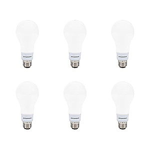 Sylvania Reduced Eye Strain A21 LED Light Bulb, 3-Way 40W / 60W / 100W, 13 Year, Dimmable, Frosted, 5000K, Daylight - 6 Pack (41234)