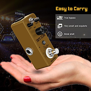 Rowin Tape Echo Delay Digital Guitar Effect Pedal with Storage of Timbre Sound Pedal True Bypass Mini Size Full Metal Shell LEF-3809