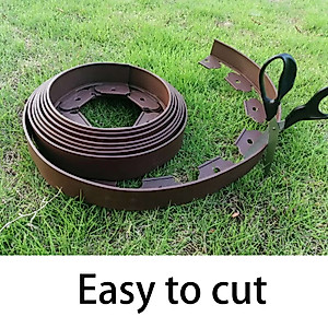 Landscape Edging,20ft Plastic No Dig Garden Edging with 20 Stakes,Lawn Edging for Lawn,Yard,Flower Gardens Border (Brown-20FT)