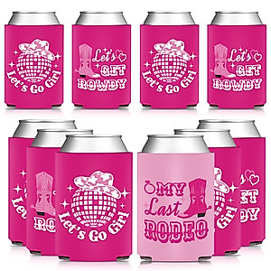 KARAQY Cowgirl Bachelorette Party Bride Vibes Can Cooler - 12 Pcs Drink Sleeve, Bachelorette for Bridal Shower, Engagement Party Decoration and Bride to Be Gift Bridesmaid Gifts