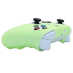 RALAN Controller Cover Silicone, Silicone Controller Cover Skin Protector in Dark Compatible for Xbox Series Controller (Black Pro Thumb Grip x 8,Cat + Skull Cap Cover Grip x 2) (Green)