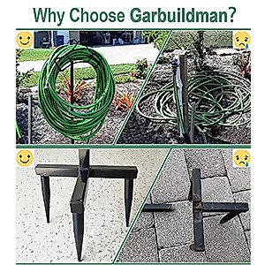 Garbuildman Garden Hose Holder Stand- Outdoor Water Pipe Metal Reel Rack, Shiny Black