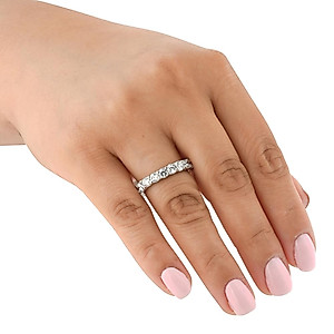 2 Ct Lab Created Moissanite Eternity Ring Womens Wedding Band 14k White Gold - Size 6