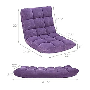 S AFSTAR Adjustable Aluminum Lounge Chair, Tender Violet, Foam and Coral Fleece Upholstery, 14 Positions, 35.5"W x 29"D x 31"H
